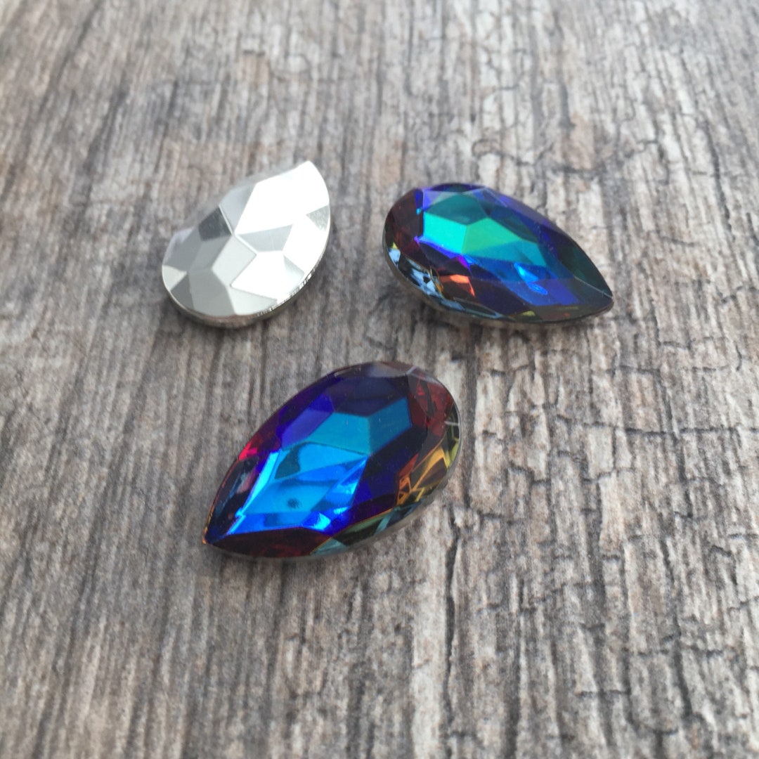 Blue Volcano 30x20mm Vintage Pear Shape TTC Glass Rhinestones, Made in ...