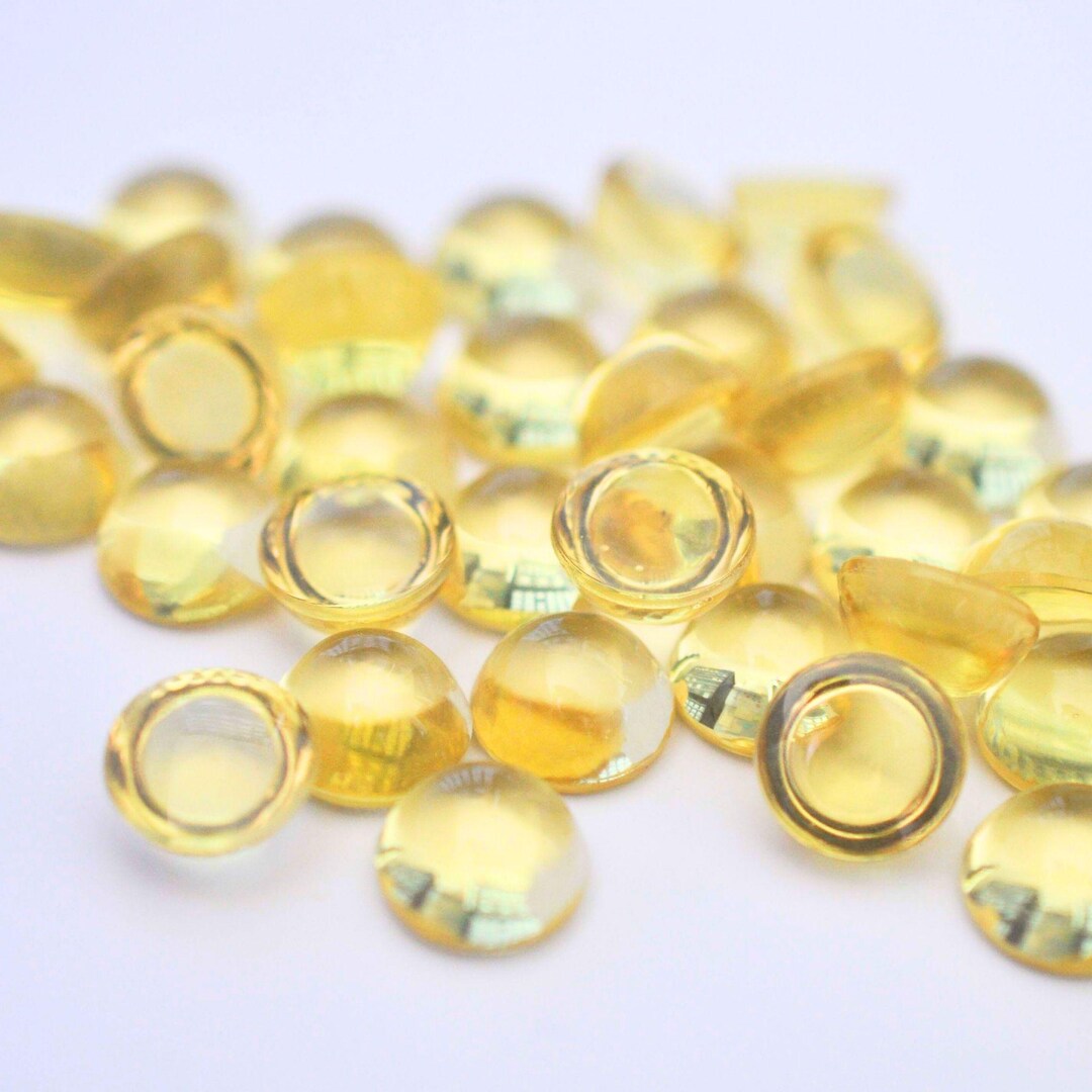 11mm Vintage Jonquil Yellow Bombe Glass Cabochons 48SS Round Unfoiled ...