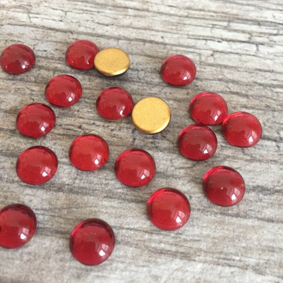 Ruby 9mm Preciosa Gold Foiled Glass Flat Back Cabs Cabochons - Etsy