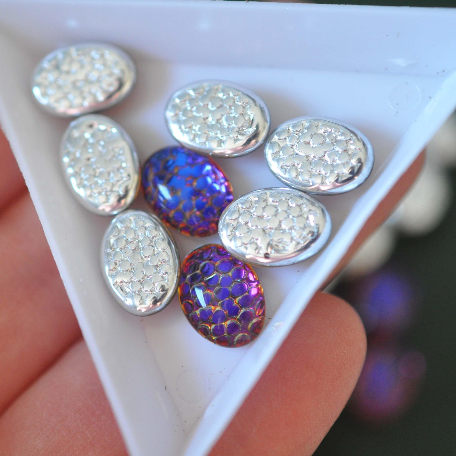 14x10mm Volcano Snake Skin Pattern Vintage Glass Oval Cabochons, Unique ...
