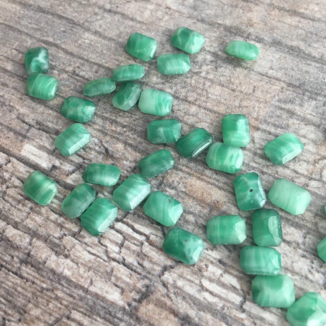 Jade Matrix Vintage 8x6mm Octagon Shape Glass Stones, Made in Western ...