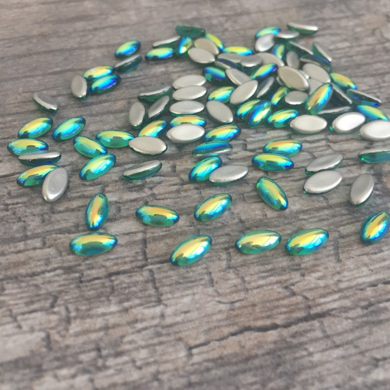 Emerald AB 8x4mm Vintage Flat Back Czech Glass Navette Shape - Etsy