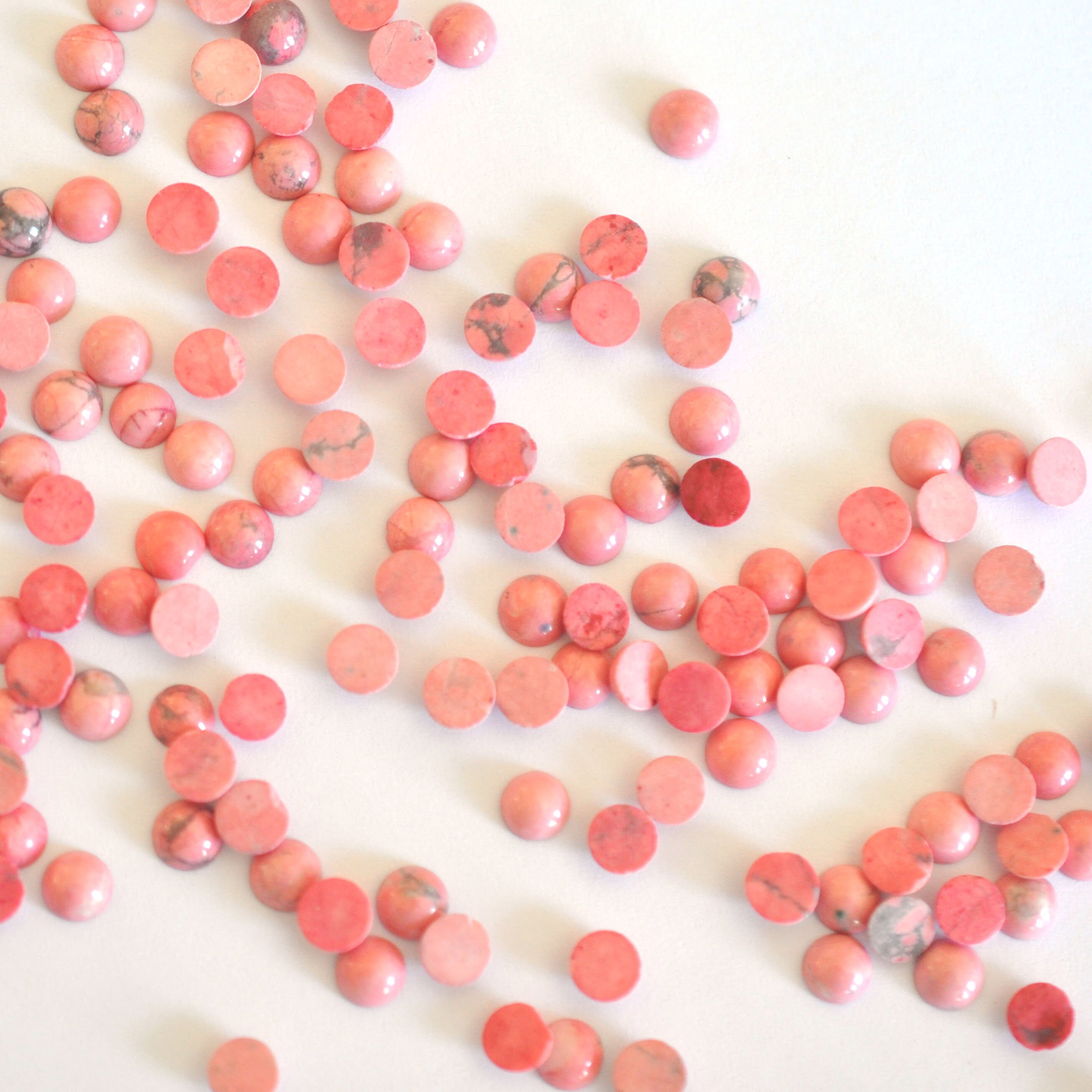 Pink Howlite 4mm Flat Back Round Genuine Cabochons 12 Pieces - Etsy
