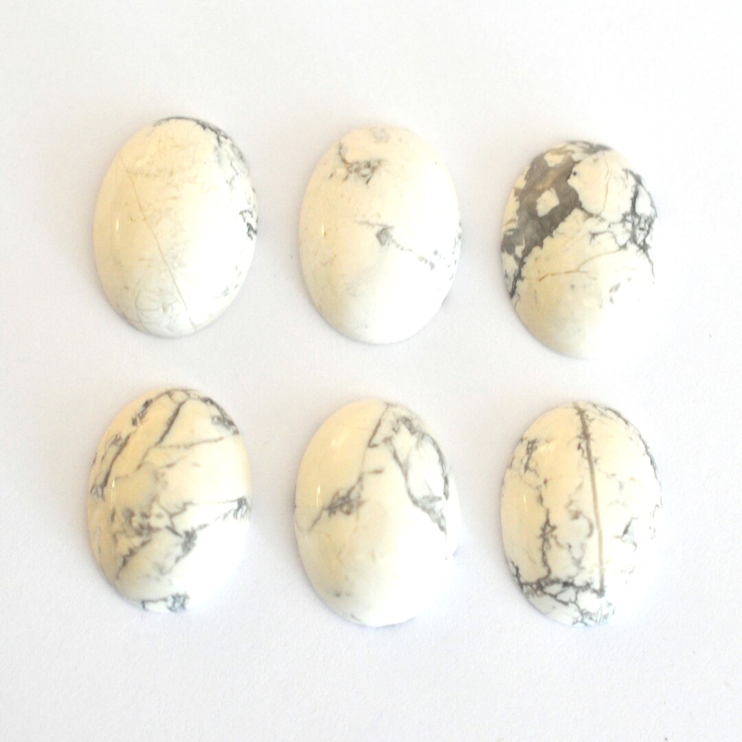 18x13mm White Howlite Genuine Oval Natural Cabochons, Cabs (SP084) - 6 ...