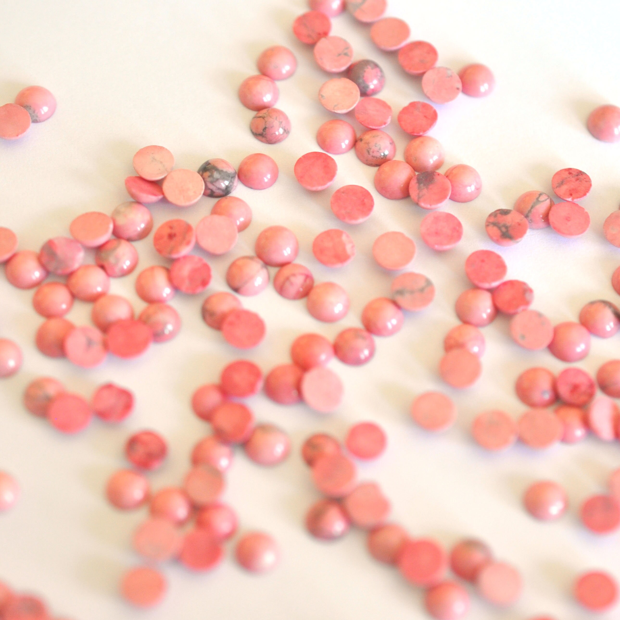Pink Howlite 4mm Flat Back Round Genuine Cabochons 12 Pieces - Etsy