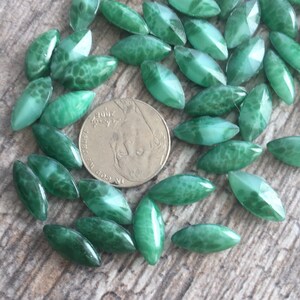 Jade Matrix Vintage 15x7mm Navette Shape Glass Stones Made in Western ...