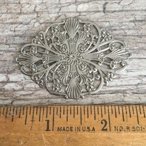 Filigree Cartouche Hematite Plated Brass Stampings Findings, 58x41mm, 1 ...