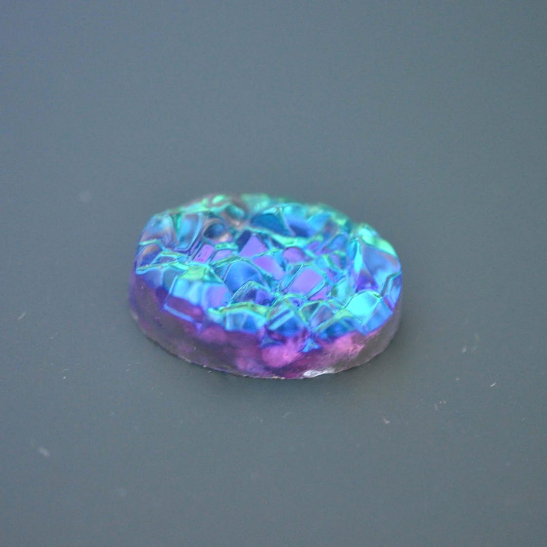 25x18mm Geode Top Bermuda Blue Glass Flat Back Stones, Textured Bumpy ...