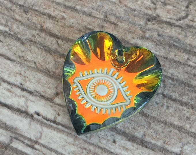 Evil Eye Rare 20x18mm Vintage Sahara Engraved Heart Shape Intaglio ...