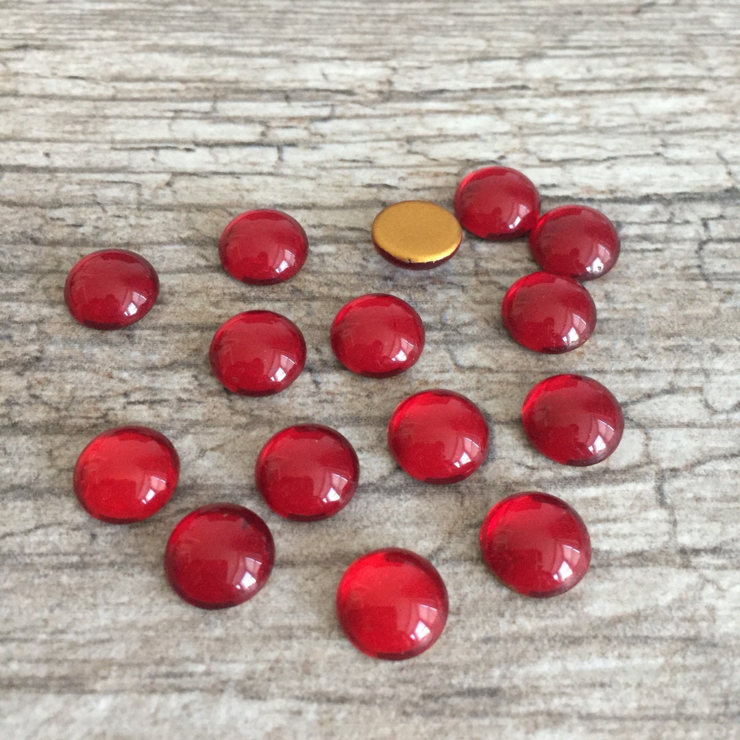 Siam Ruby 9mm Preciosa Gold Foiled Glass Flat Back Cabs, Cabochons, 12 ...