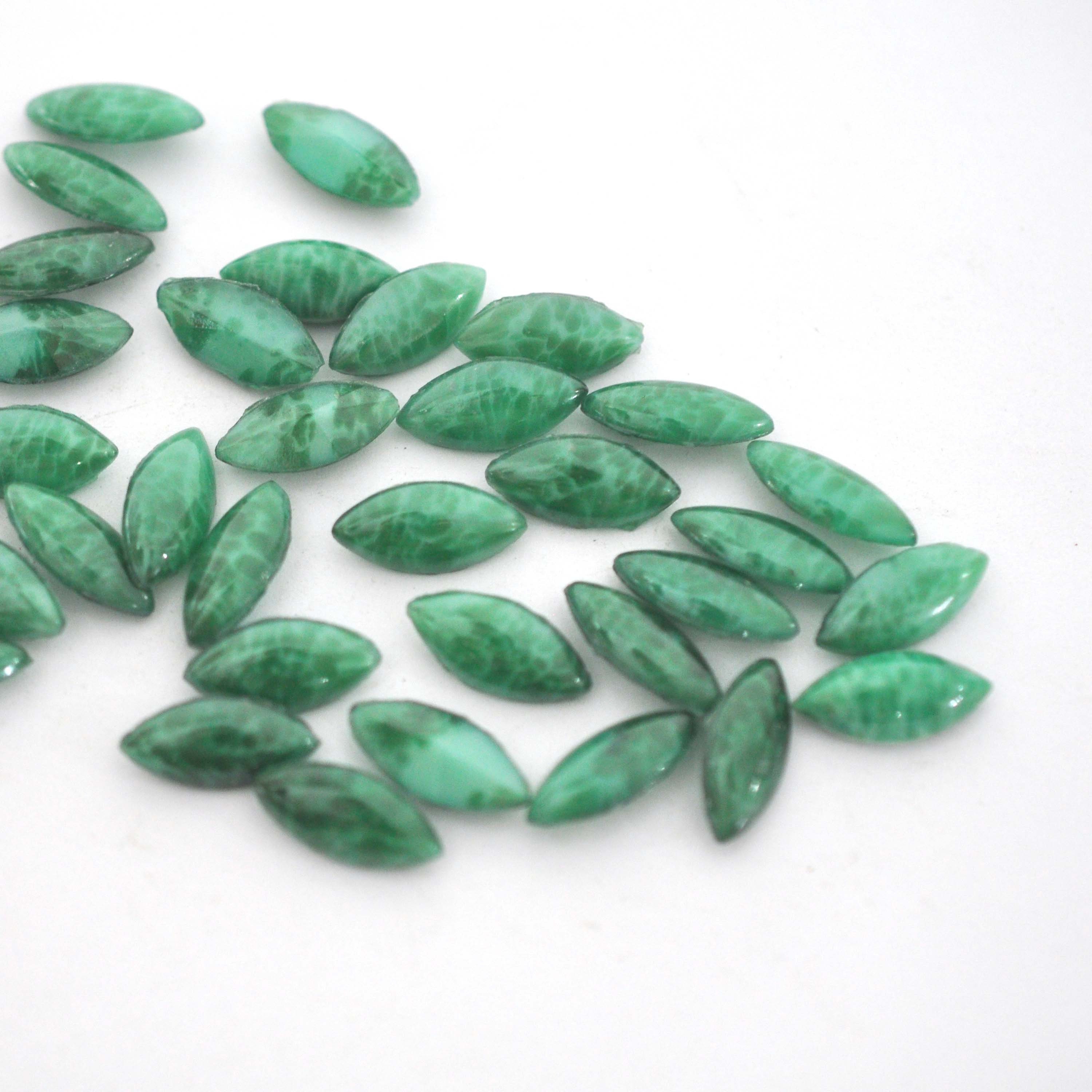 Jade Matrix Vintage 15x7mm Navette Shape Glass Stones Made in - Etsy
