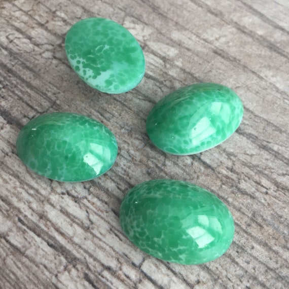 Jade Matrix 25x18mm Vintage Oval Flat Back Unfoiled Glass - Etsy
