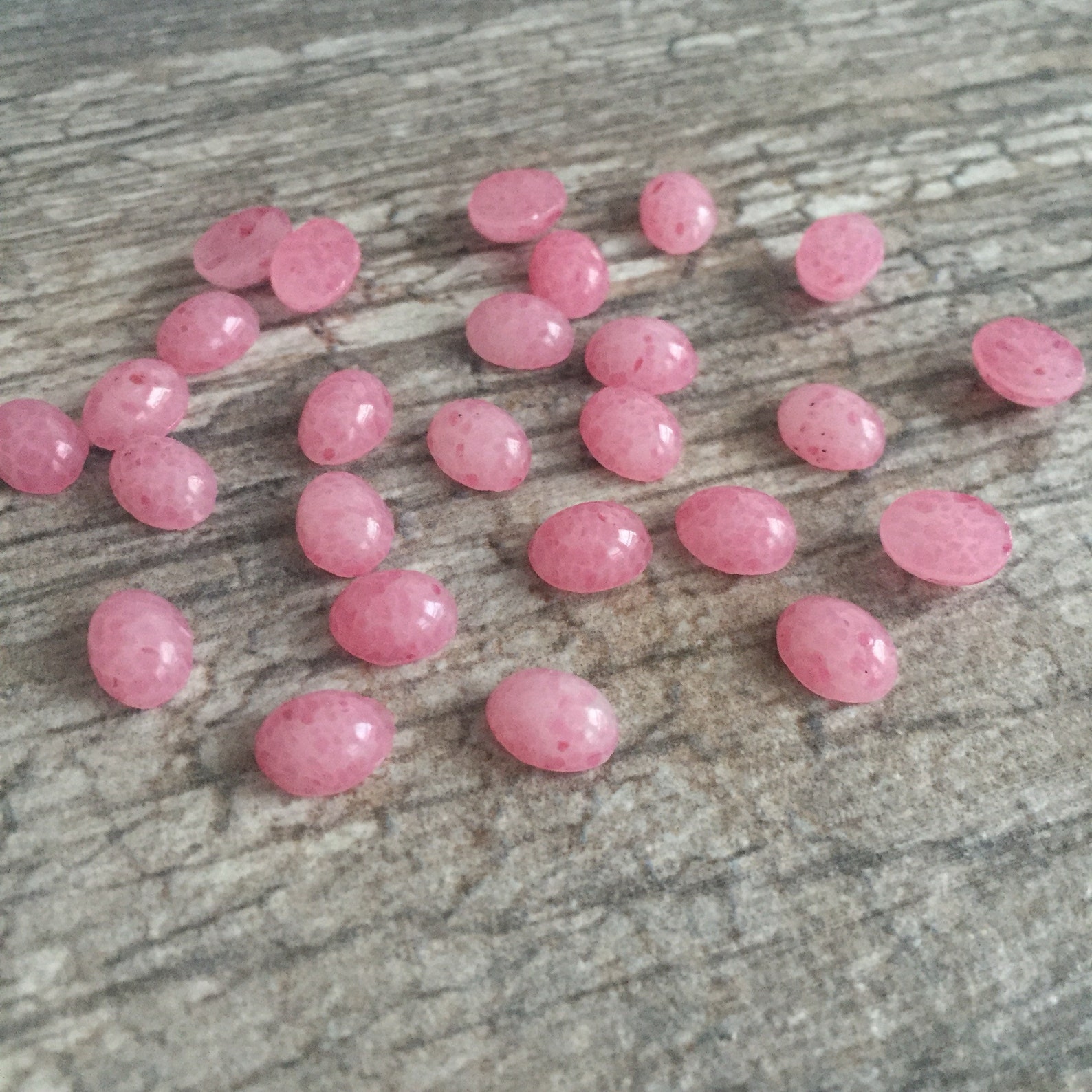 Pink Candy 8x6mm vintage glass oval cabs cabochons Made in | Etsy