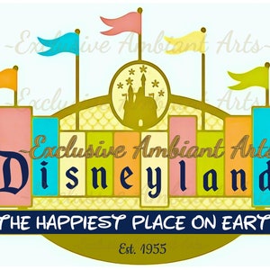 Colorful Disneyland Birthday Party Banner Retro Entrance Sign | Fan Art ...