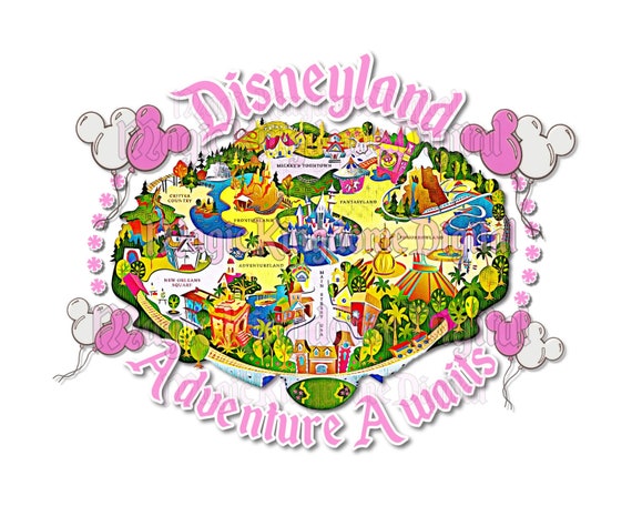 Colorful Disneyland Map Image DIY Print INSTANT DOWNLOAD | Etsy