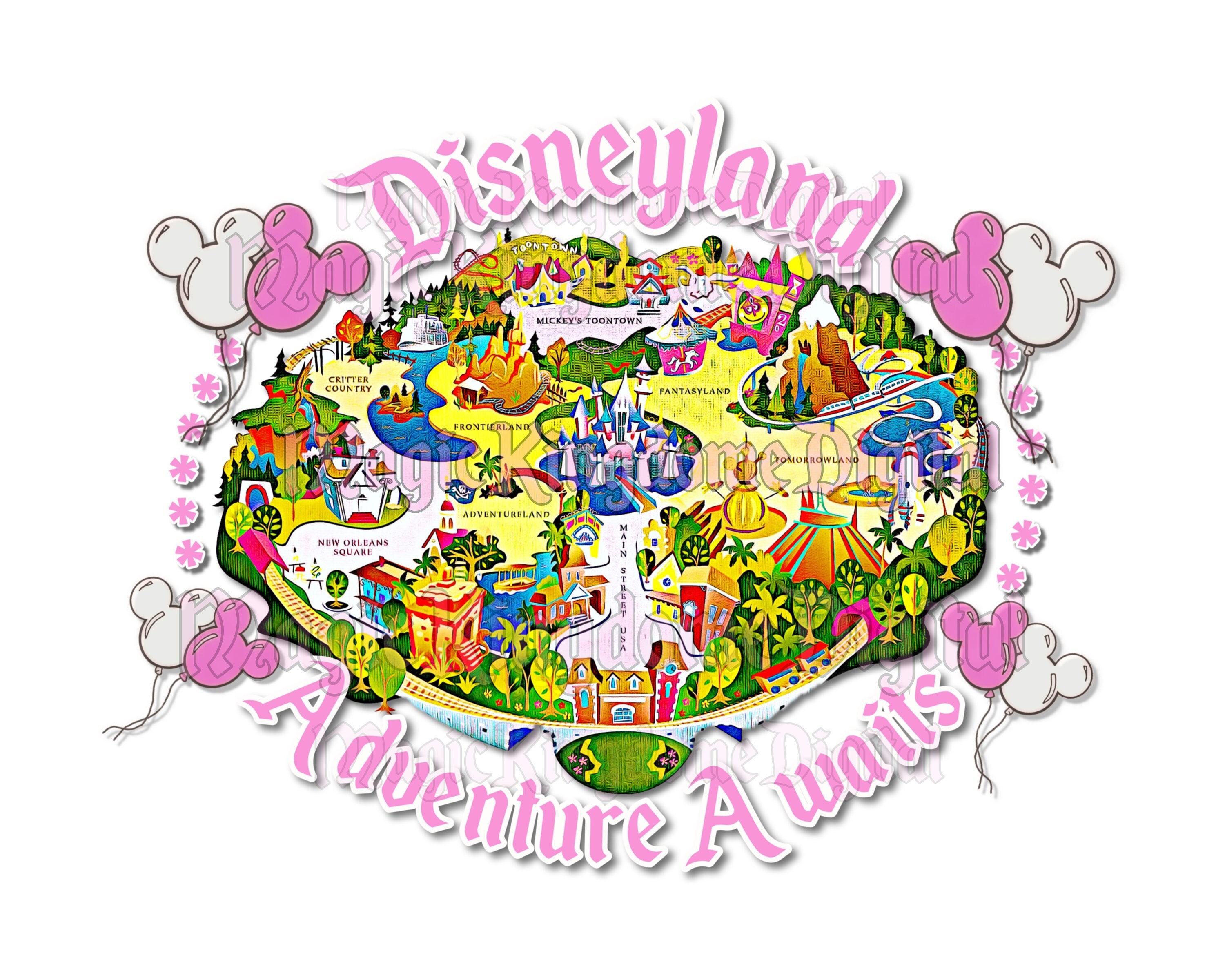 Colorful Disneyland Map Image DIY Print INSTANT DOWNLOAD Shirt Poster ...