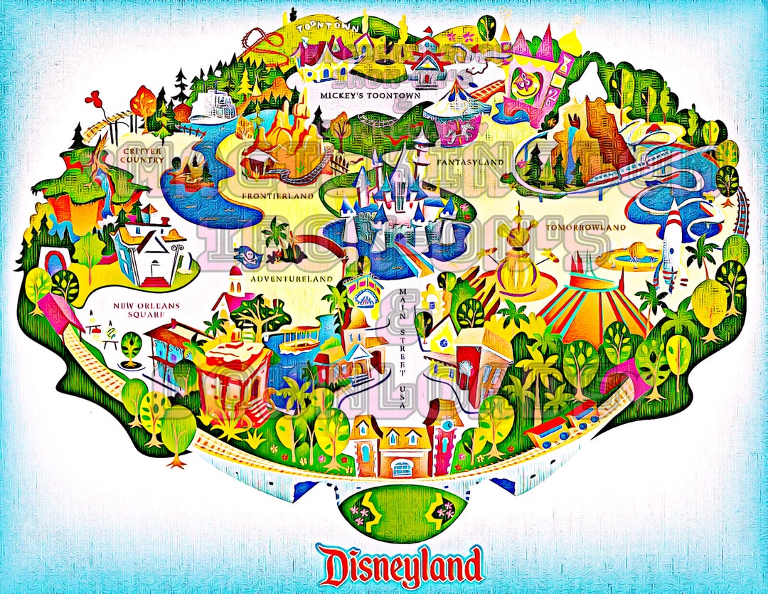 Colorful Disneyland Map Image | DIY Print | INSTANT DOWNLOAD | Shirt ...