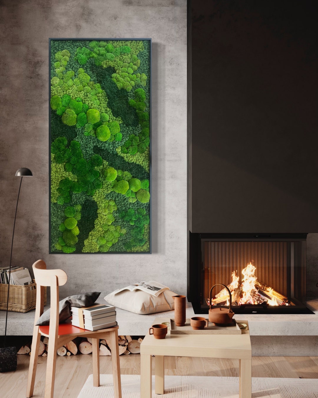 Preserved Moss Wall Art: Abstract Green Textured Panel, Biophilic Home ...