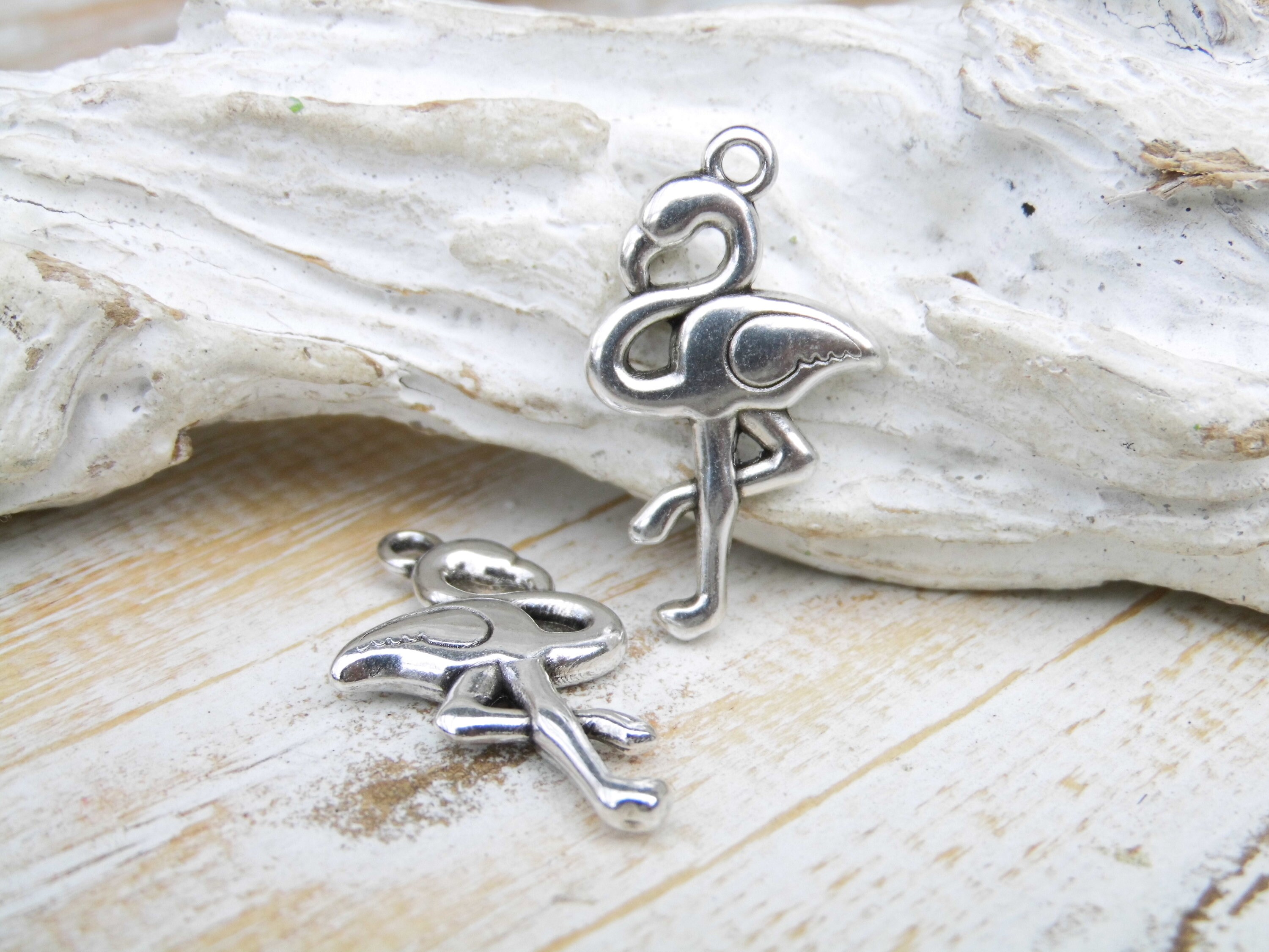 1 pendant flamingo chain pendant DQ metal antique silver 30 x | Etsy