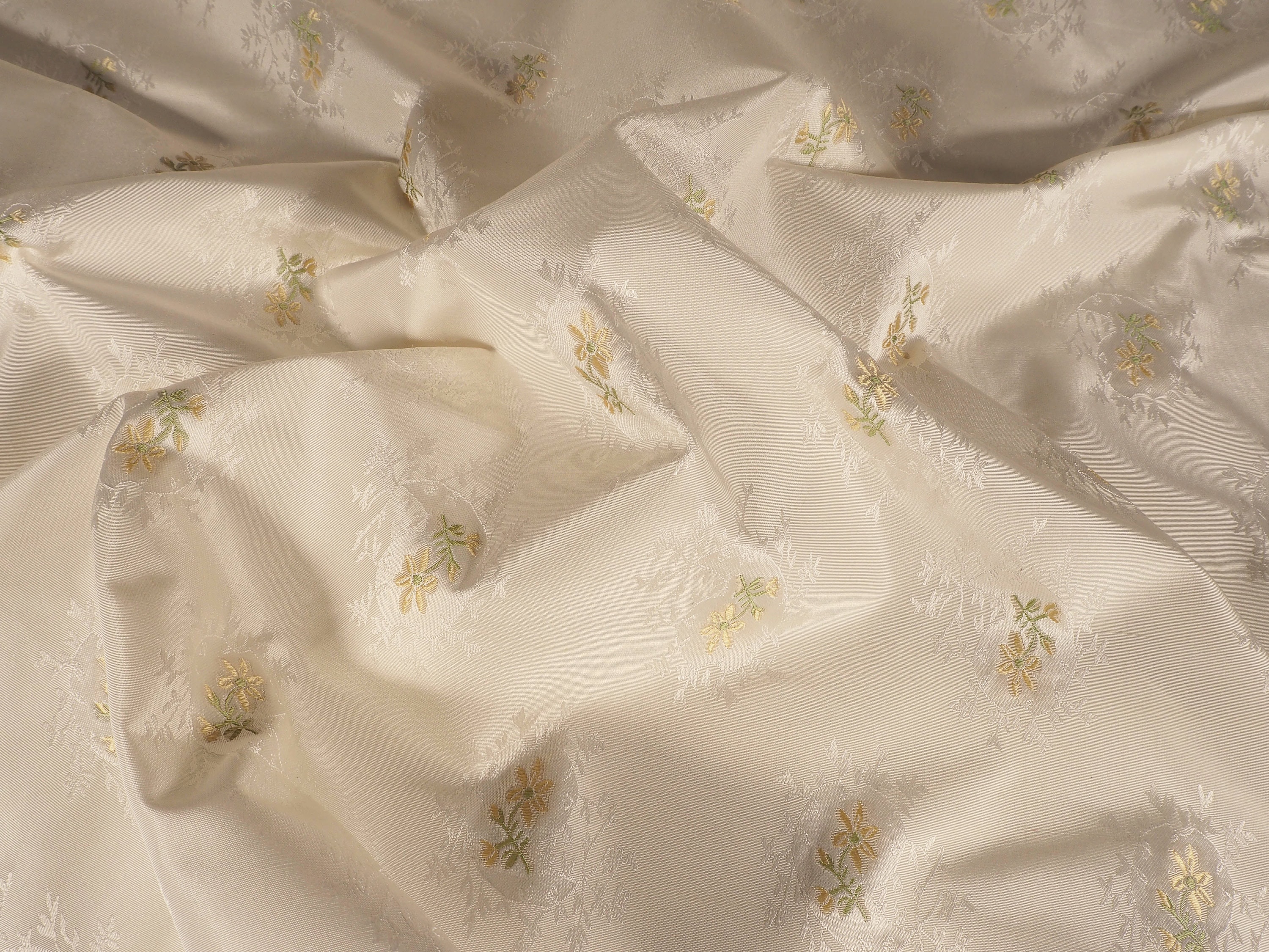 Seidentaft Jacquard 140 cm cremeweiß Meterware 100% Seide - Etsy.de