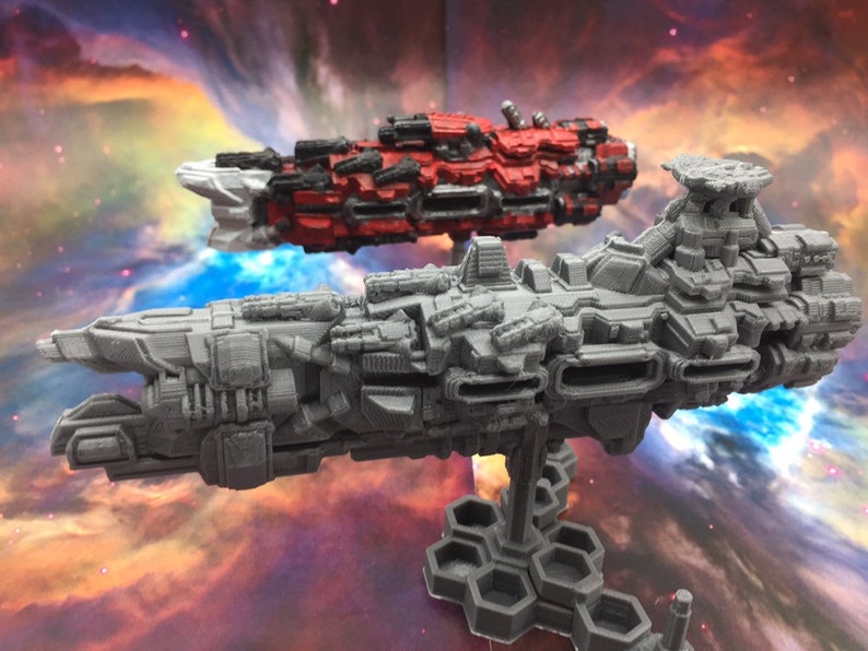 Fleet Battleship Miniature and Base Miniature Spaceship 3D - Etsy