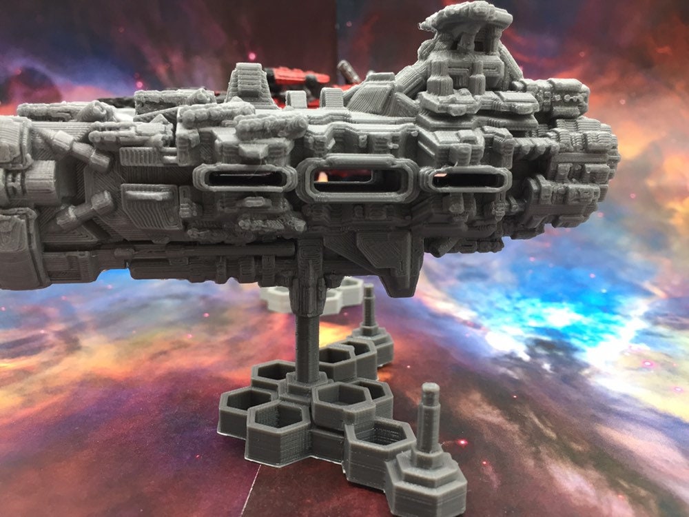Fleet Battleship Miniature and Base Miniature Spaceship 3D - Etsy