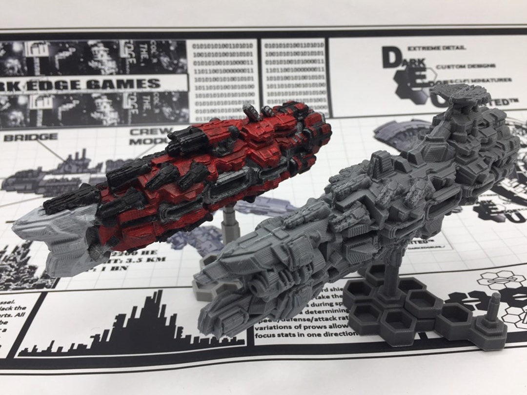 Fleet Battleship Miniature and Base Miniature Spaceship, 3D Printed ...