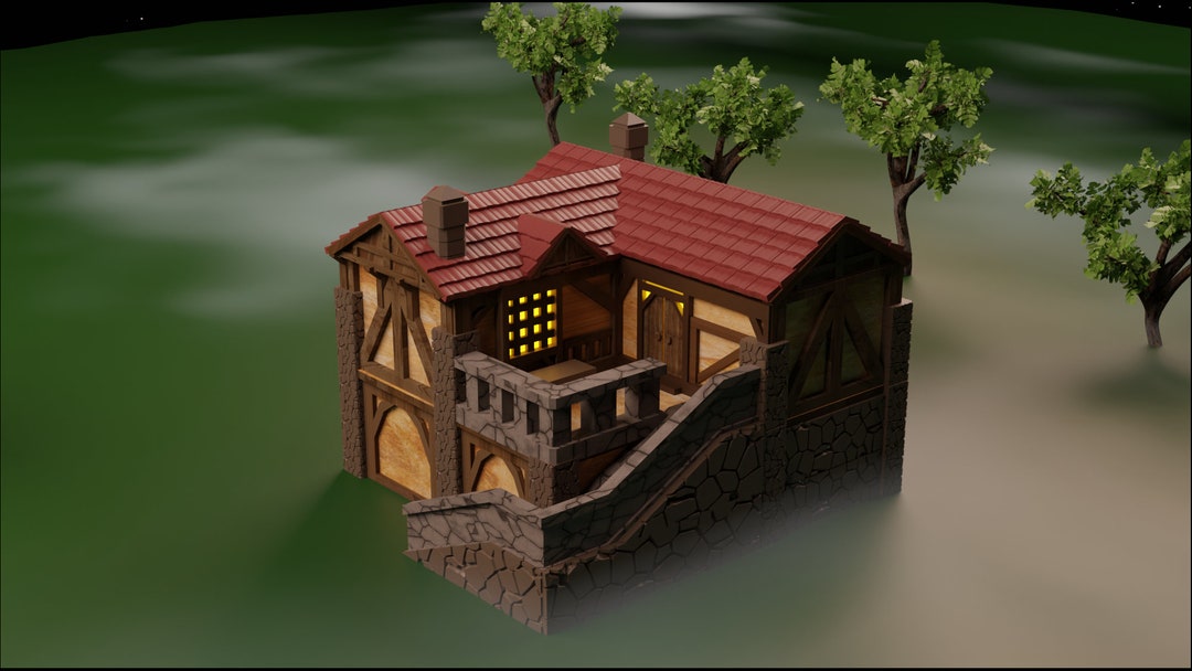 Medieval House With Terrace - Terrain Digital Download STL - Etsy
