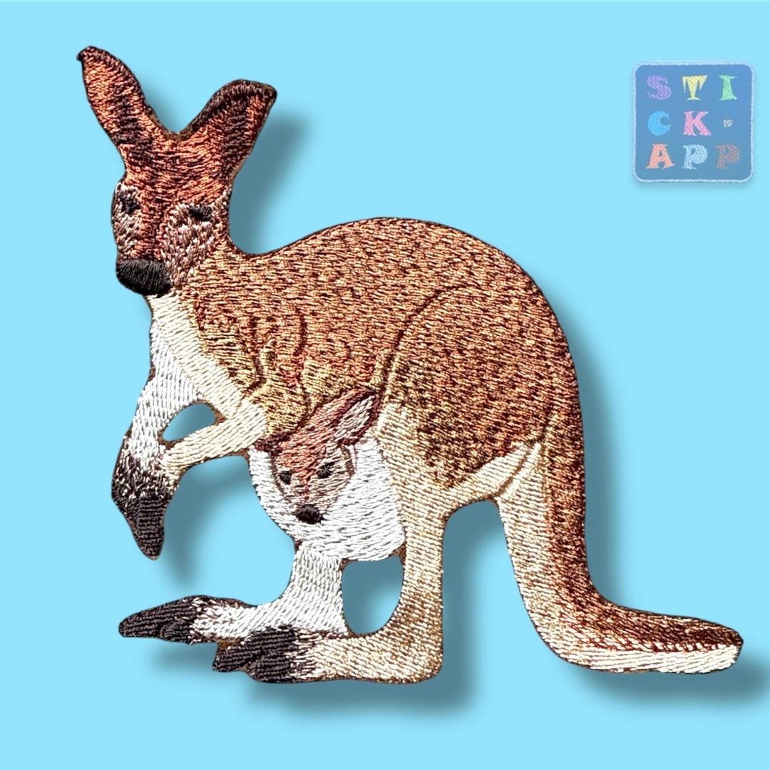 Kangaroo Embroidery Appliqué – Lifelike Patch in Your Choice of Color ...