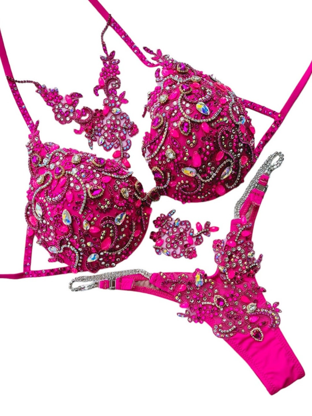 Pink NPC/IFBB Bikini Suit, WBFF Suit , Rose Fitness Suit Posing Suit ...