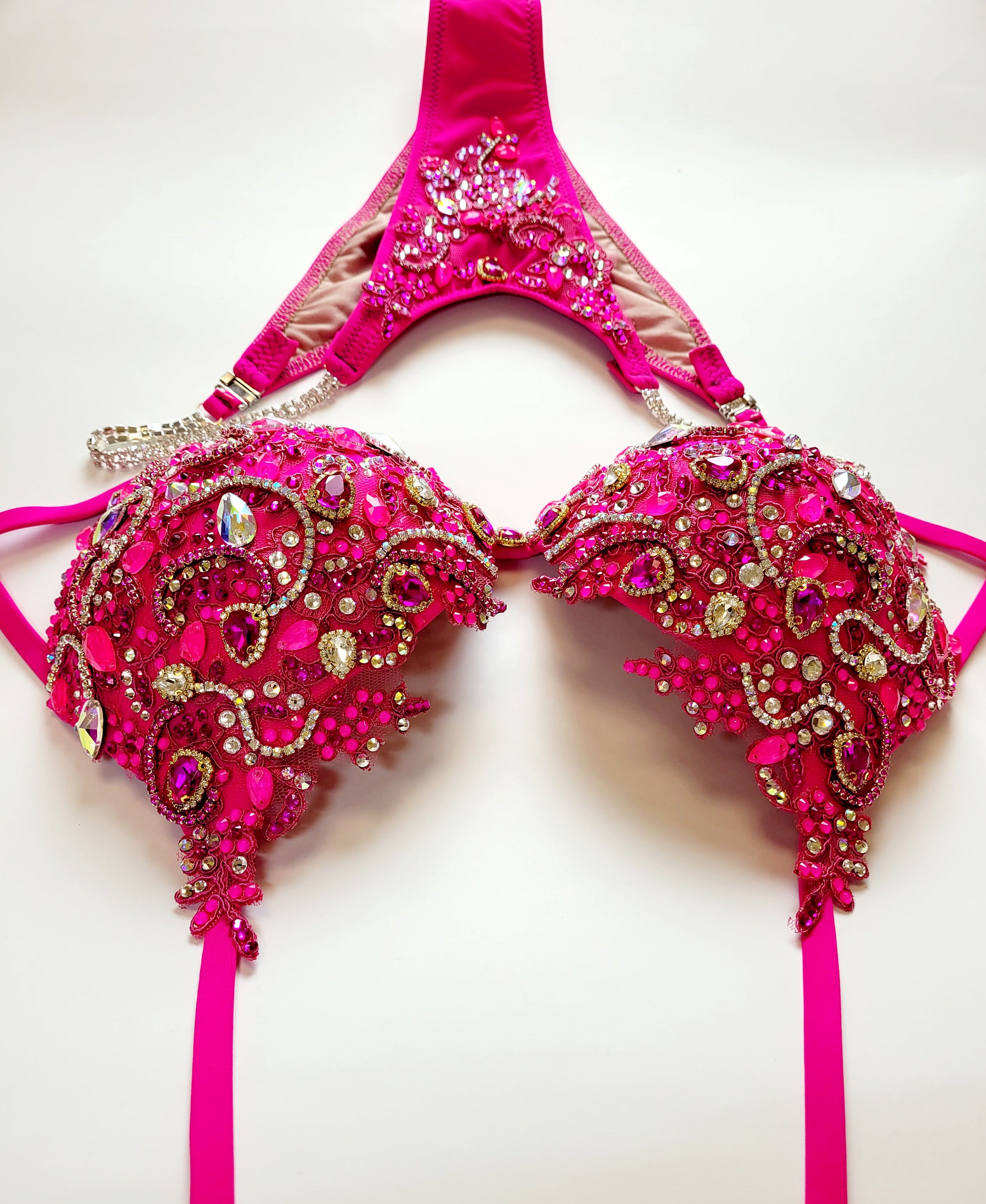 Pink NPC/IFBB Bikini Suit, WBFF Suit , Rose Fitness Suit Posing Suit ...