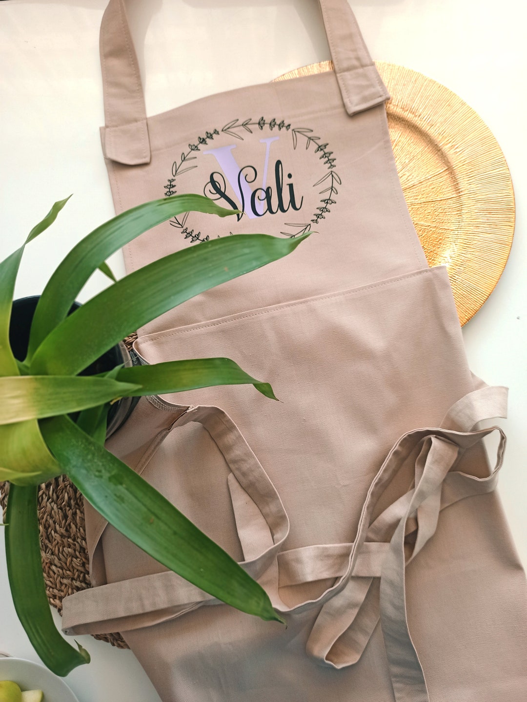 Personalized Apron Made of Cotton With a Lavender Motif 100% Handmade ...