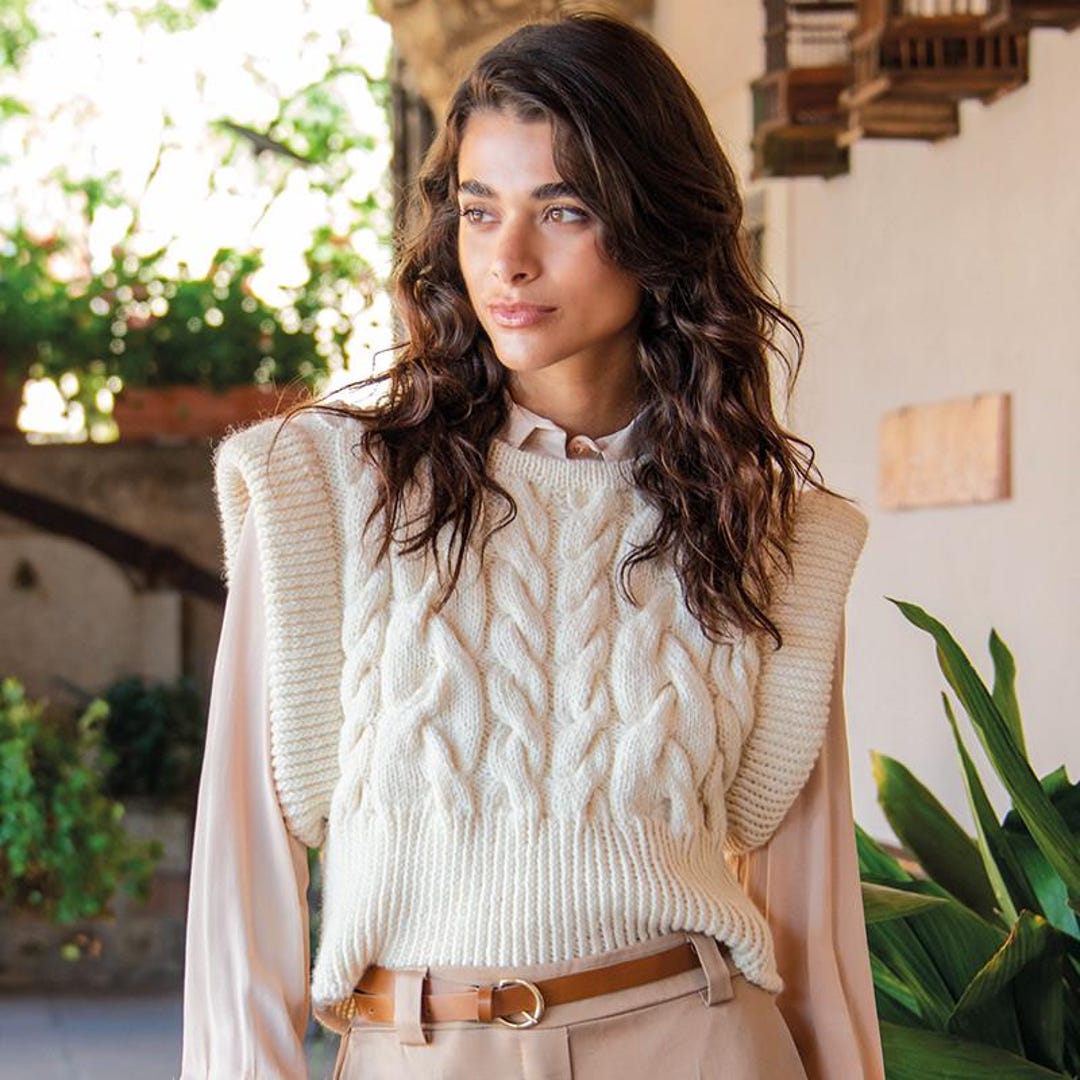 Hand Knitted Wool Cable Knit Vest - Cozy Rustic Sweater Vest for Women ...