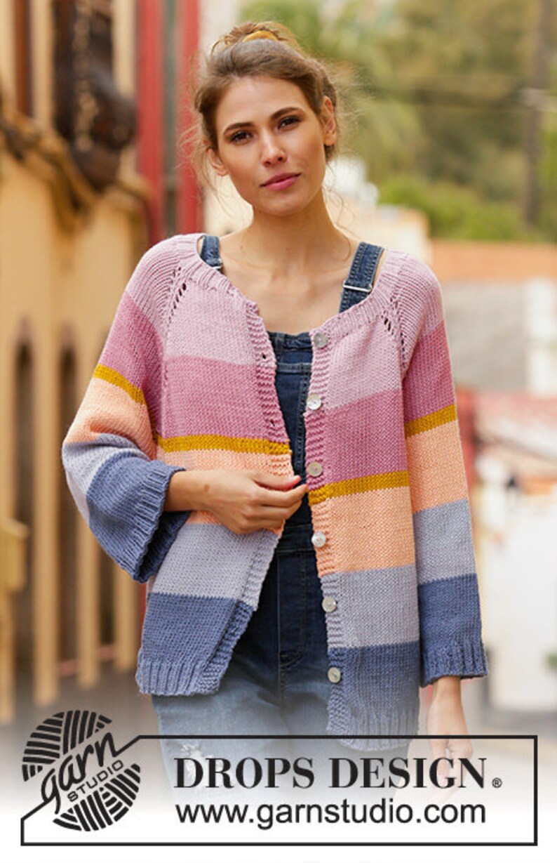 Spring Summer, Cotton Cardigan, Colorblock Knit Cardigan, Hand Knitted ...