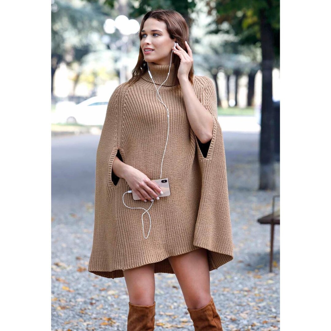 Hand-knitted Merino Wool Poncho: Italian Cape Shawl - Etsy
