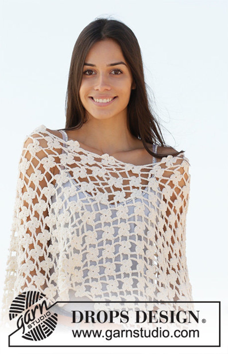 Spring Summer Hand Crocheted Women's Poncho in Merino Wool, Boho Chic ...