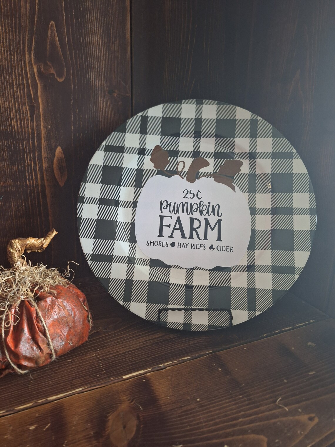 Farmhouse Pumpkin Deorative Charger Plate, Pumpkin Patch Plate, Buffalo ...