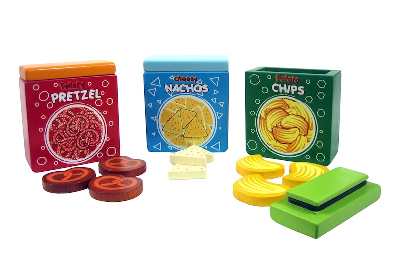 Wooden Play Food Snacks Miniature Food Role Play Grocery - Etsy