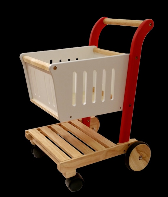 Wooden Shopping Trolley in Red - Etsy UK