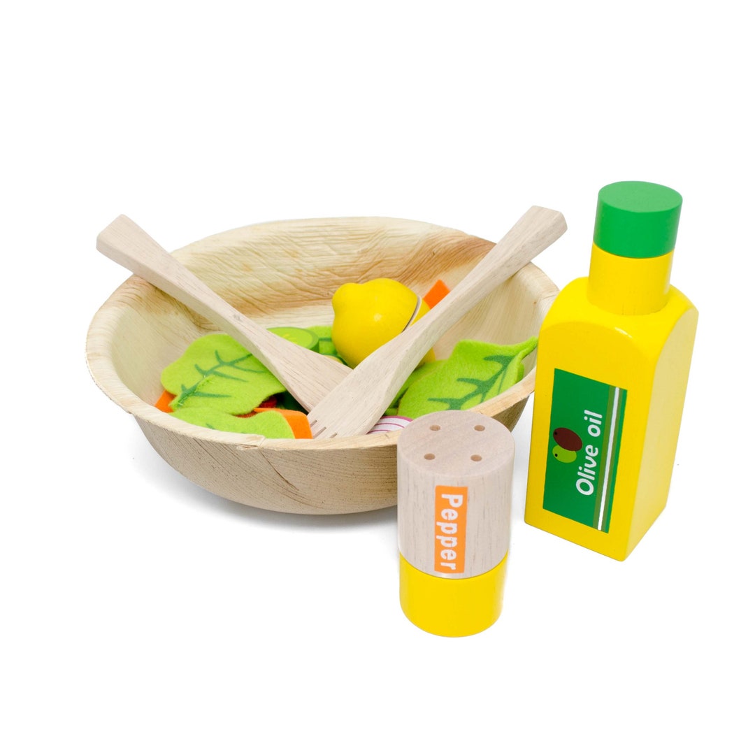 Salad Set, Wooden Toy - Etsy