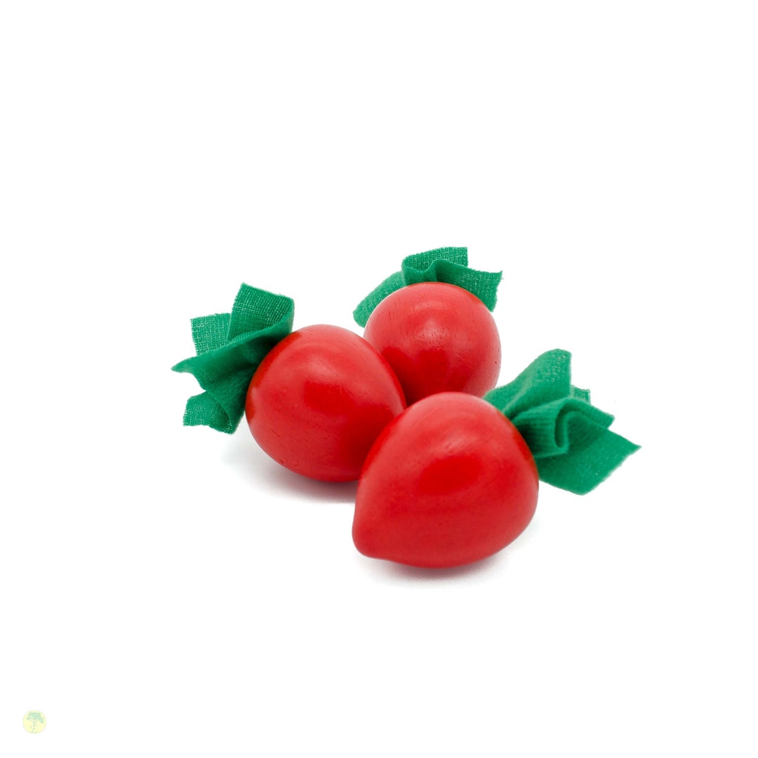 Wooden Play Food Red Rasdish, Miniature Food, Role Play Grocery Shop ...