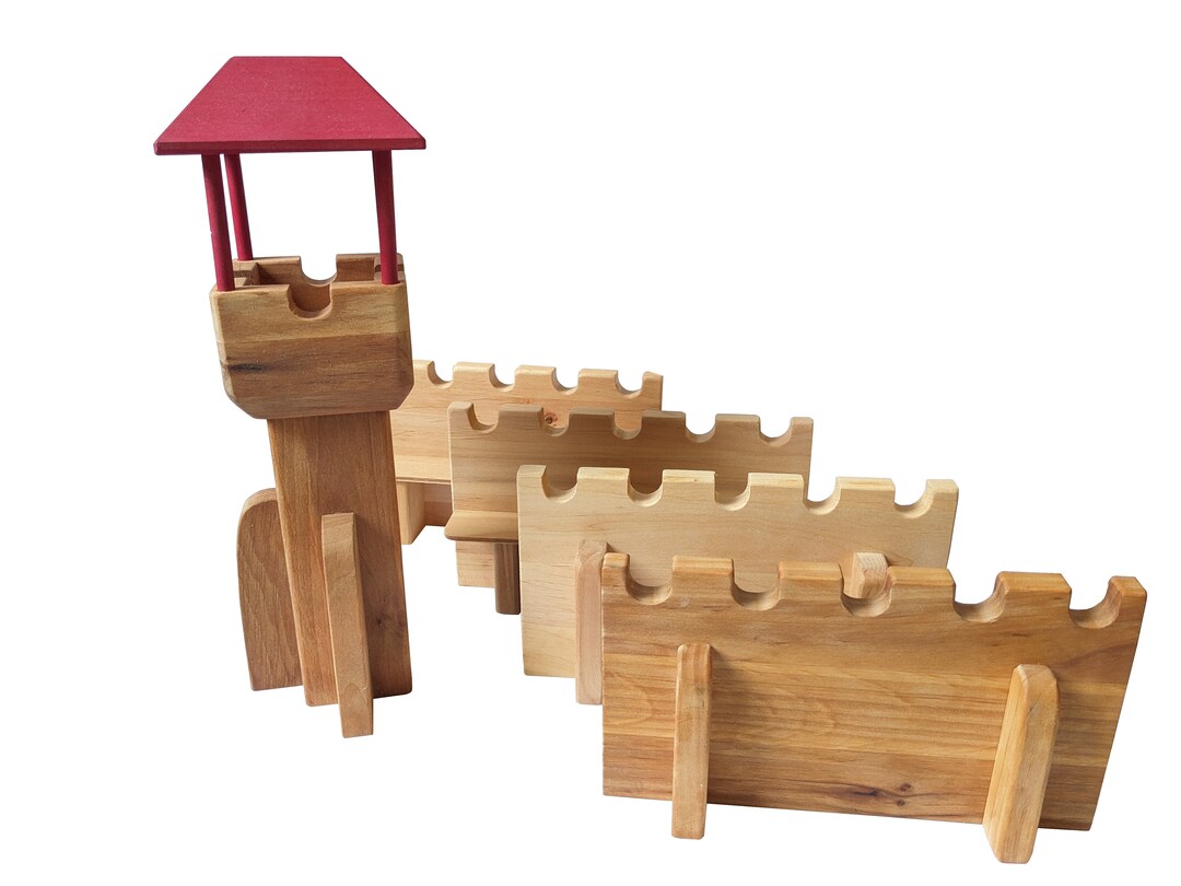 Castle Extension, 1 Tower and 4 Wall Sections With Battlements Oiled - Etsy