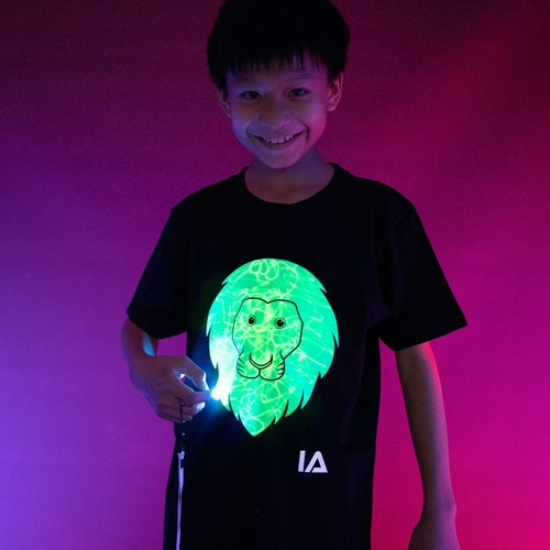 Unicorn Interactive Green Glow T-shirt in Black - Etsy