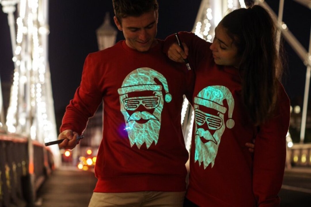 Interactive Glow in the Dark Christmas Jumper Sweater Cool Santa - Etsy