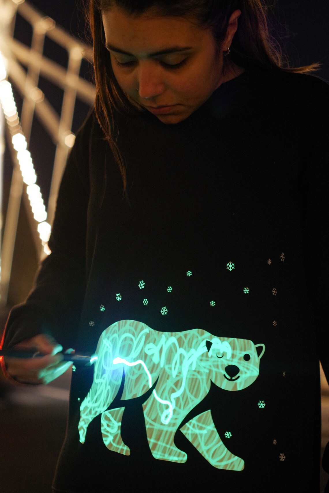 Interactive Glow in the Dark Christmas Jumper Sweater Polar Bear - Etsy