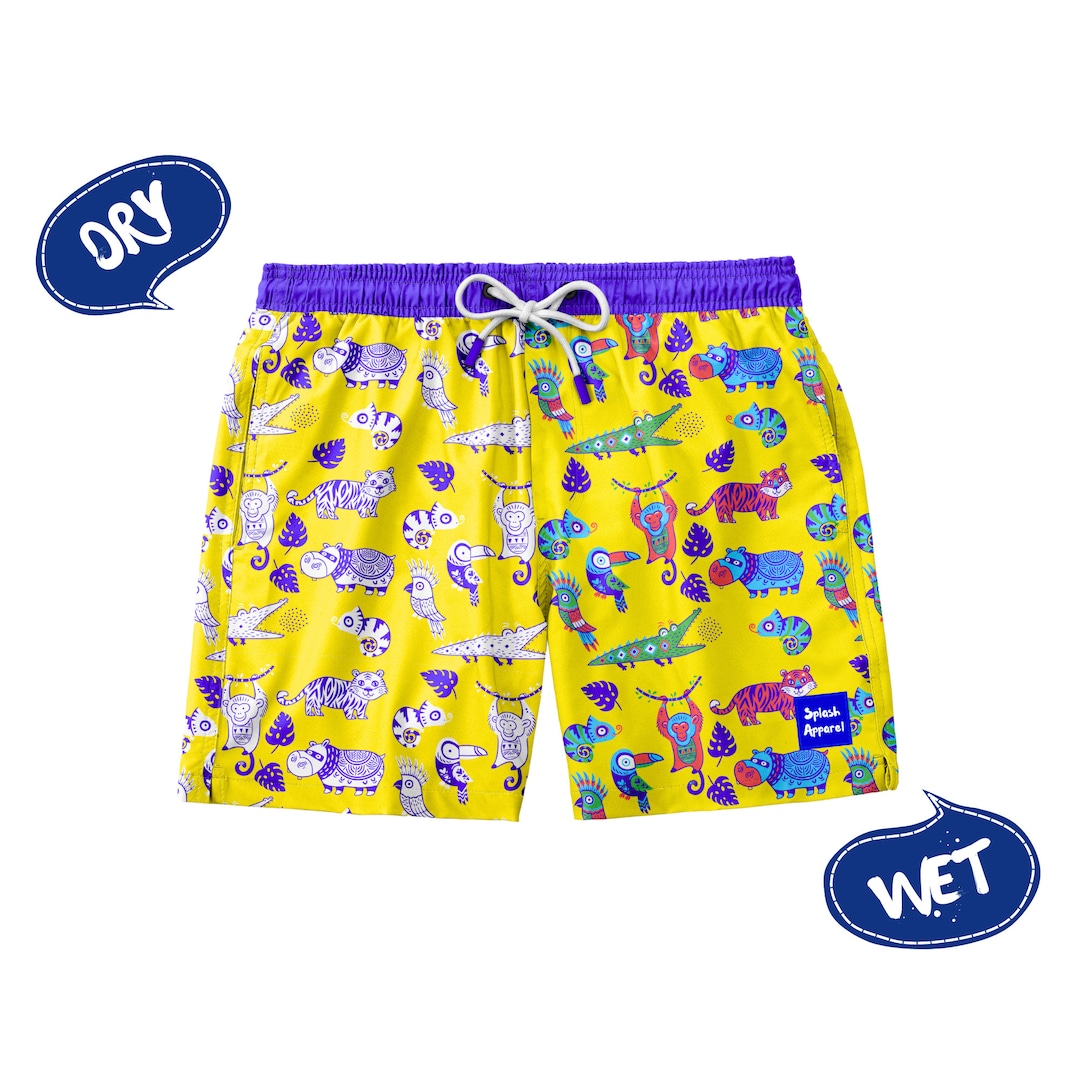 Kids Colour Changing Swim Shorts - Children's Trunks - Jungle Design - Etsy