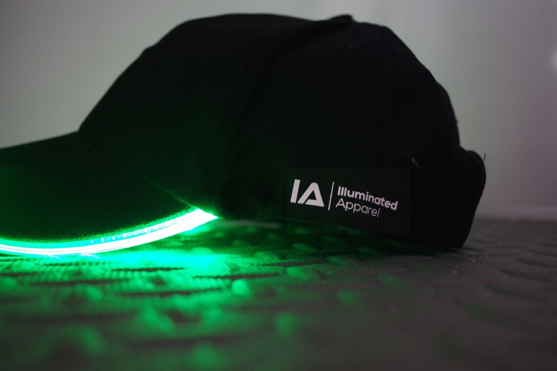 Illuminated Apparel Green LED Light up Baseball Cap Hat Glow Party ...