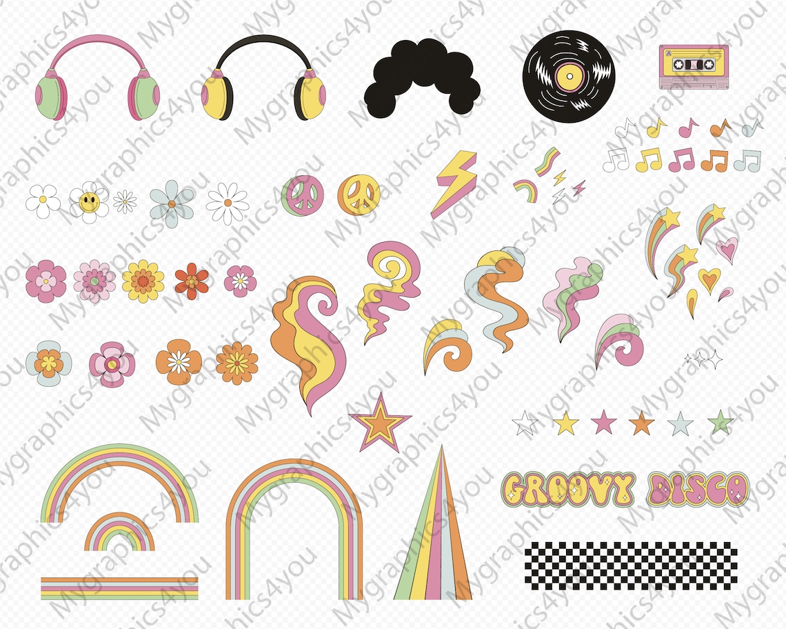 Retro Groovy Disco Party Disco Ball Disco Girl Disco Ghost Platform ...