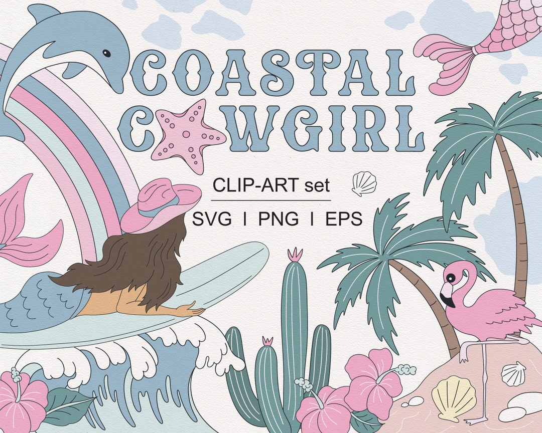 Coastal Cowgirl Howdy Mermaid Surf Summer Western Vacation Beach ...