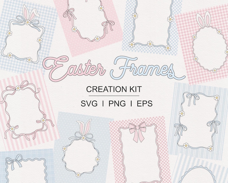 Easter Spring Frames Clipart | Bunny & Bow Frame Elements | Pastel ...